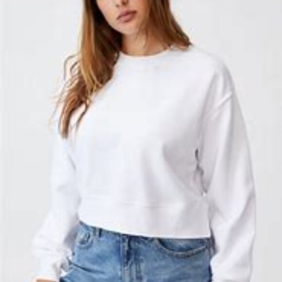 Double Zero | Tops | Double Zero Brand Womens Ivory Cropped Sweatshirt ...